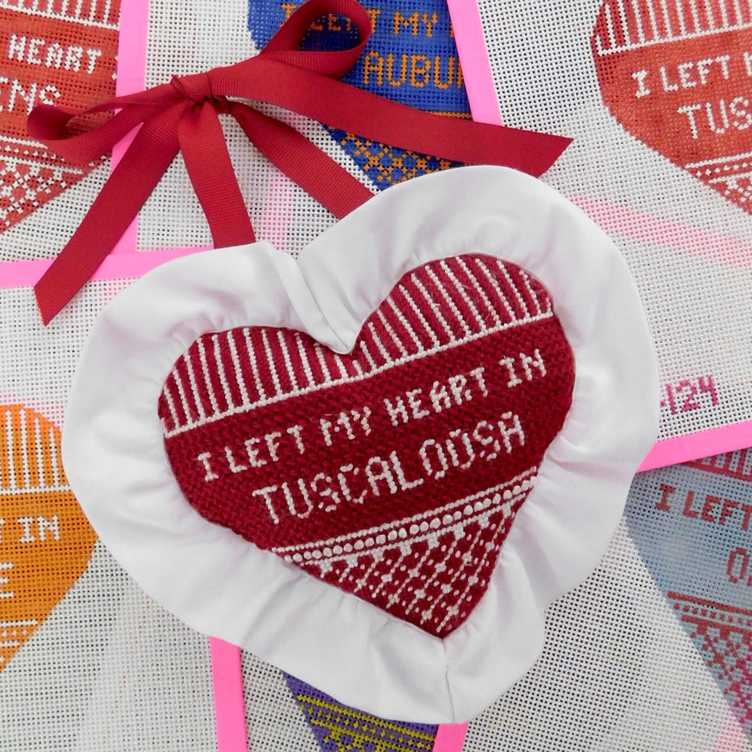 I Left My Heart in College Town, Heart Handpainted Needlepoint Canvas ...