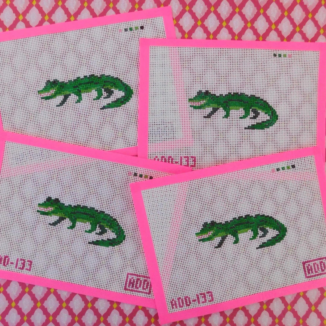 Mini Alligator Handpainted Needlepoint Canvas, Beginner Project - Etsy