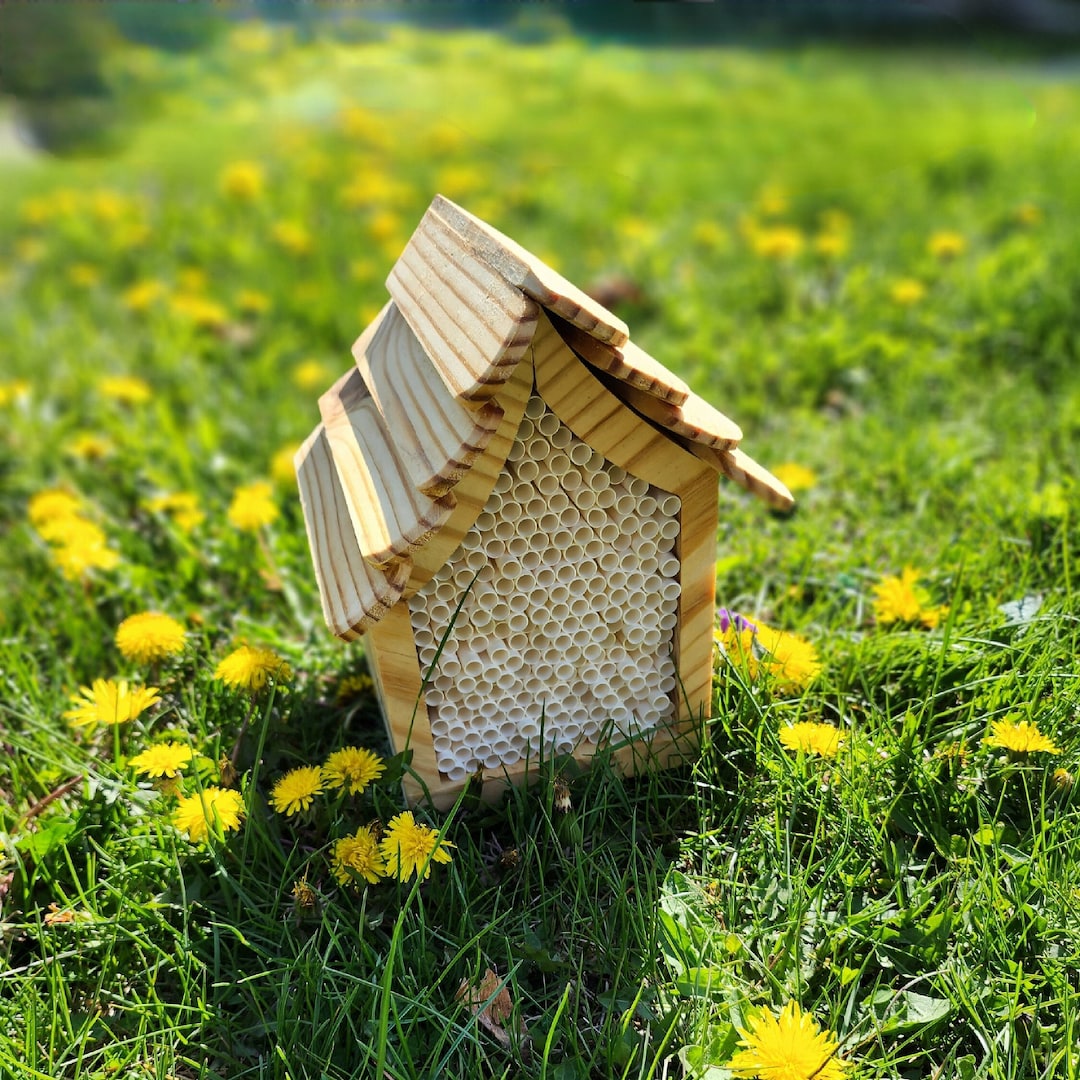 Handcrafted Mason Bee Hotel for a Sustainable Garden Medium - A House ...