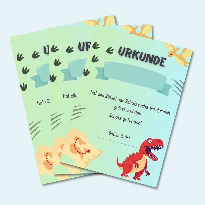 Dinosaur Treasure Hunt Certificates for Children's Birthday Parties ...