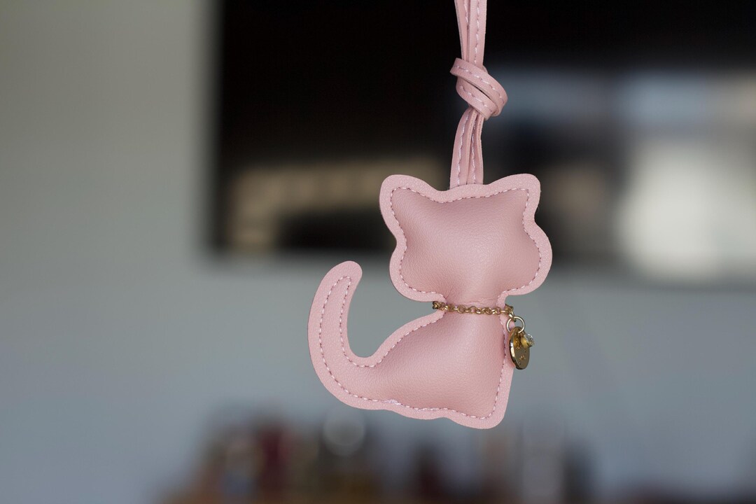Blush Baby Pink Cat Bag Charm – Faux Leather Puffy Elegant Purse ...