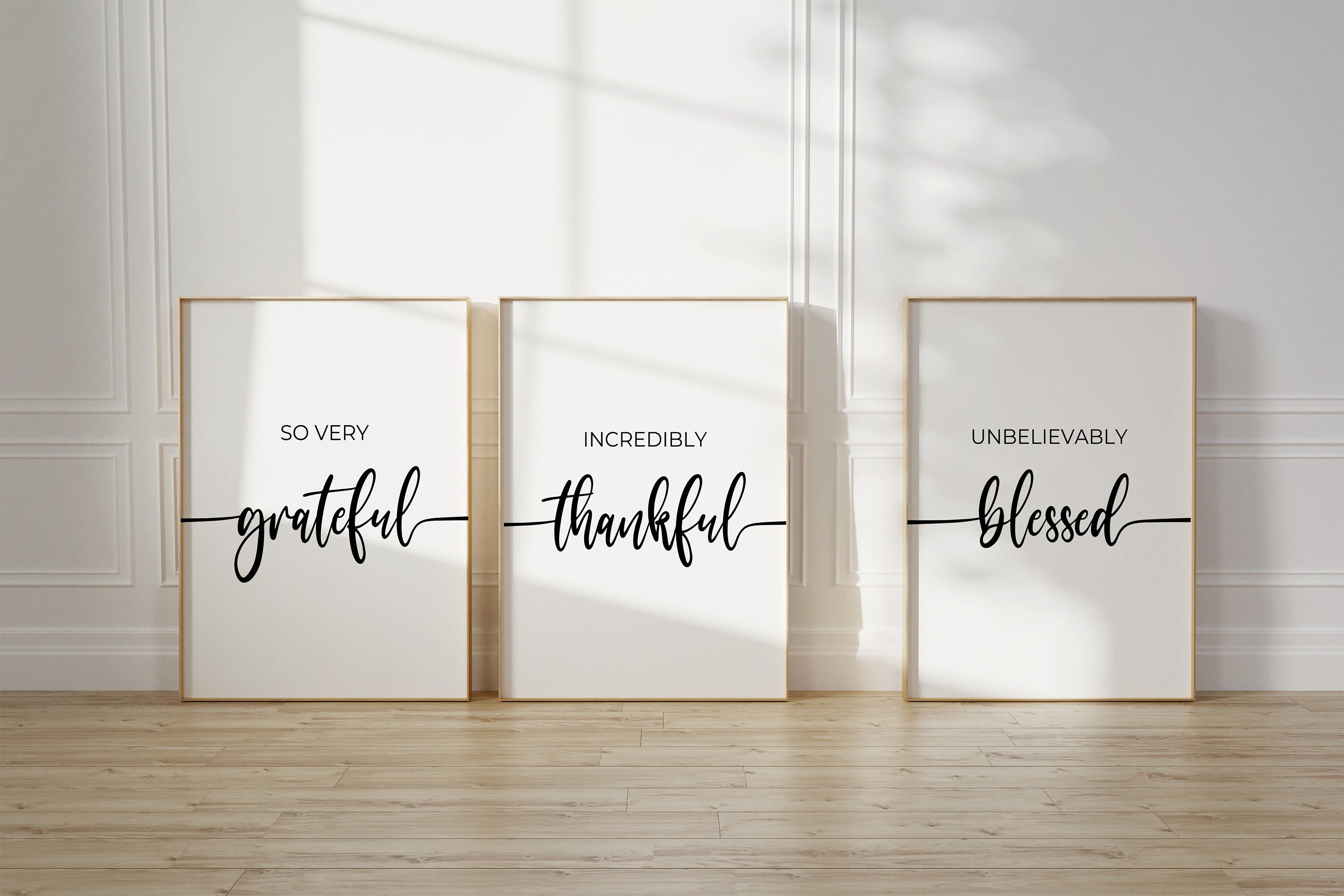Set of 3 Prints, Grateful Prints, Printable Art, Blessed Quote Wall Art ...