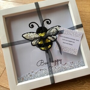 Bee Happy Frame, Bee Happy Gift, Button Art, Bee Gifts, Personalised Frame, Bee Happy Gifts ...