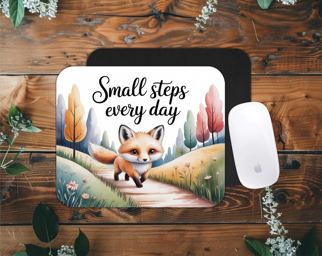 Fox Mouse Pad, Inspirational Desk Decor, Small Steps - Etsy