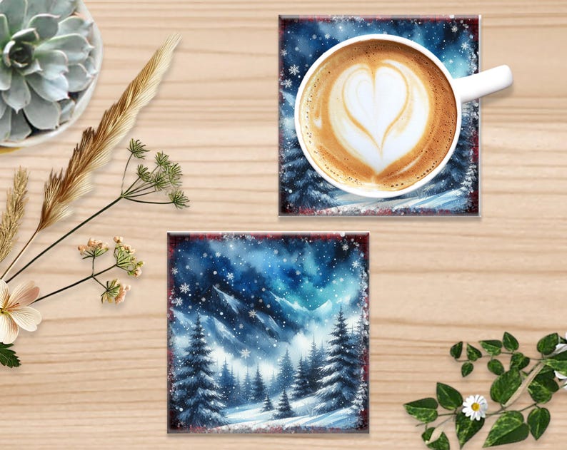 Winter Wonderland Coasters, Set of 4 Ceramic Coasters - Etsy