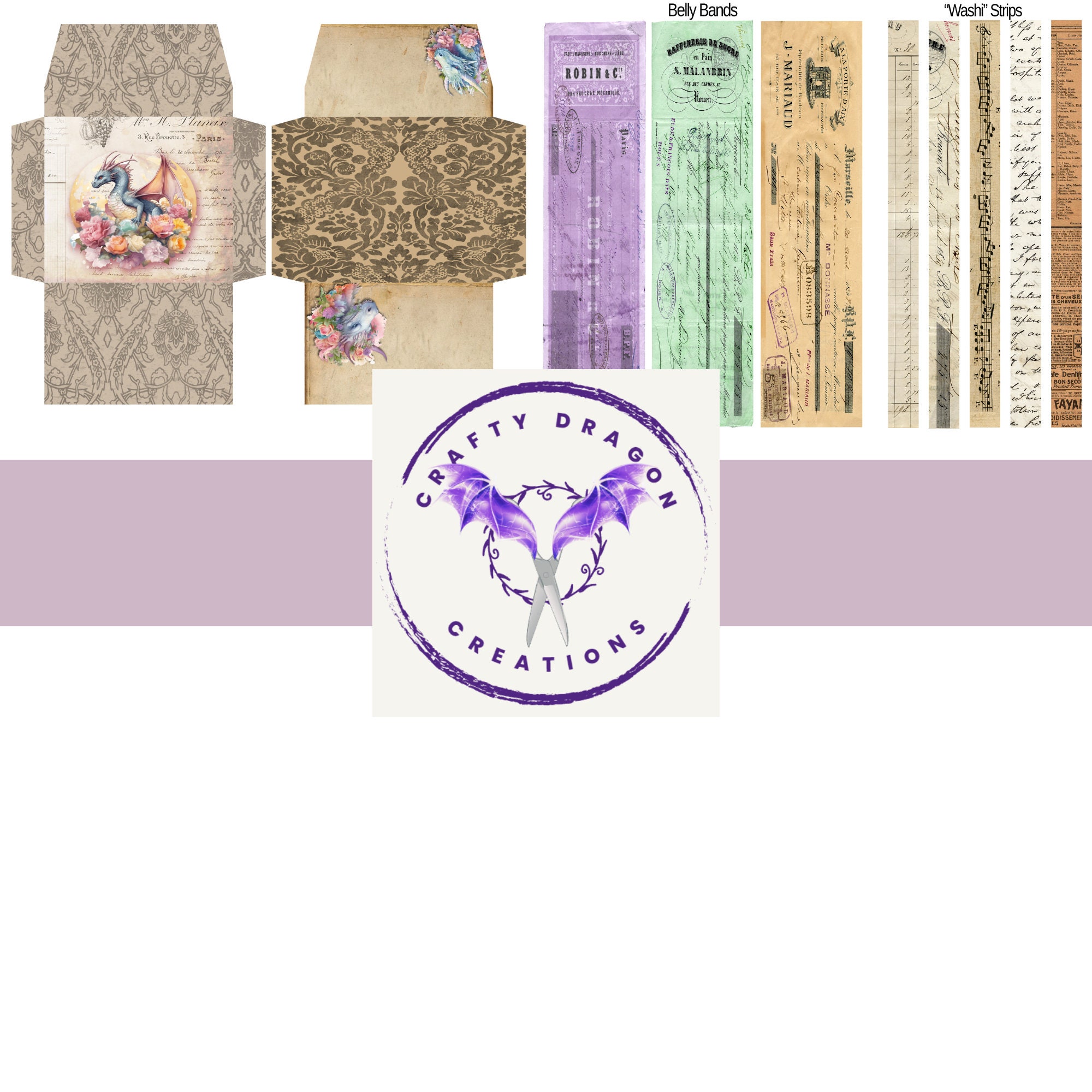 Documents and Dragons, Printable, Digital Kit, Paper Crafting - Etsy
