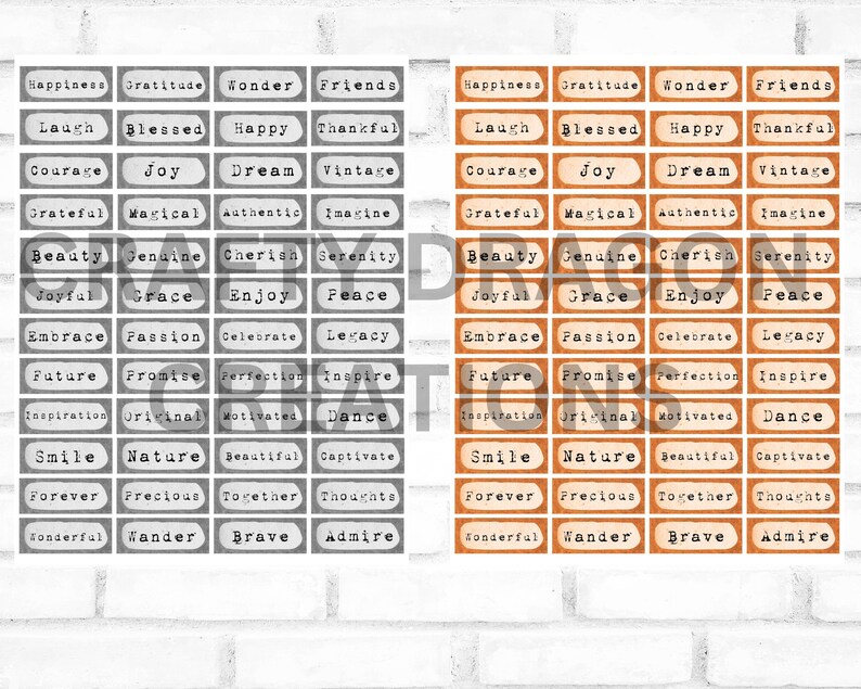 Word Labels, Digital Kit, Printable - Etsy