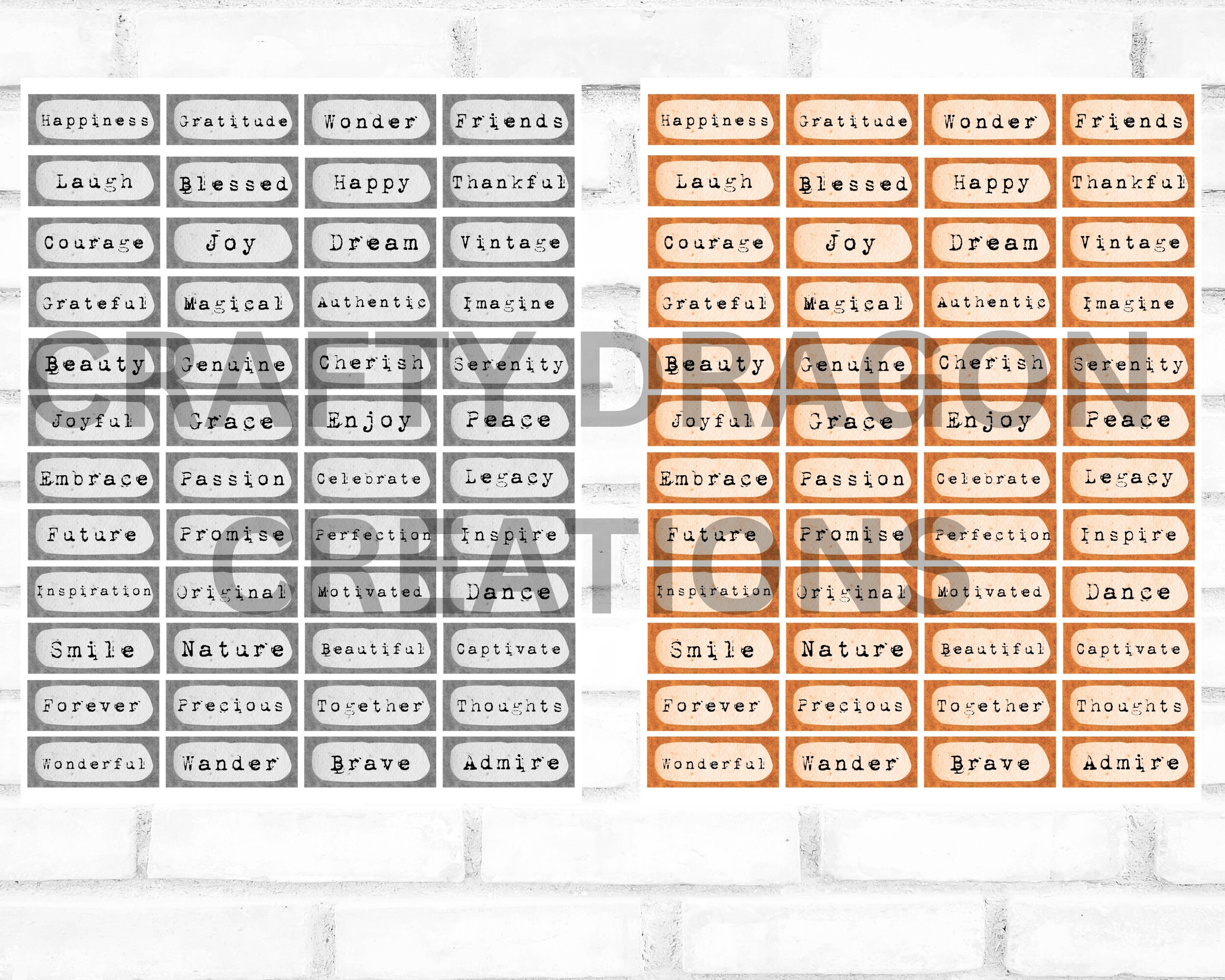 Word Labels, Digital Kit, Printable - Etsy