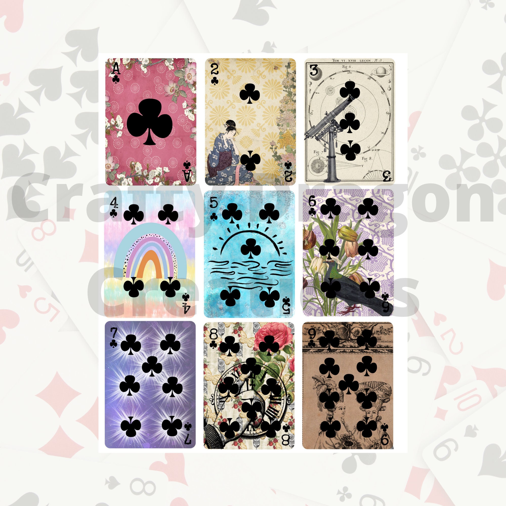 Digital Altered Playing Cards, Printable Digital - Etsy