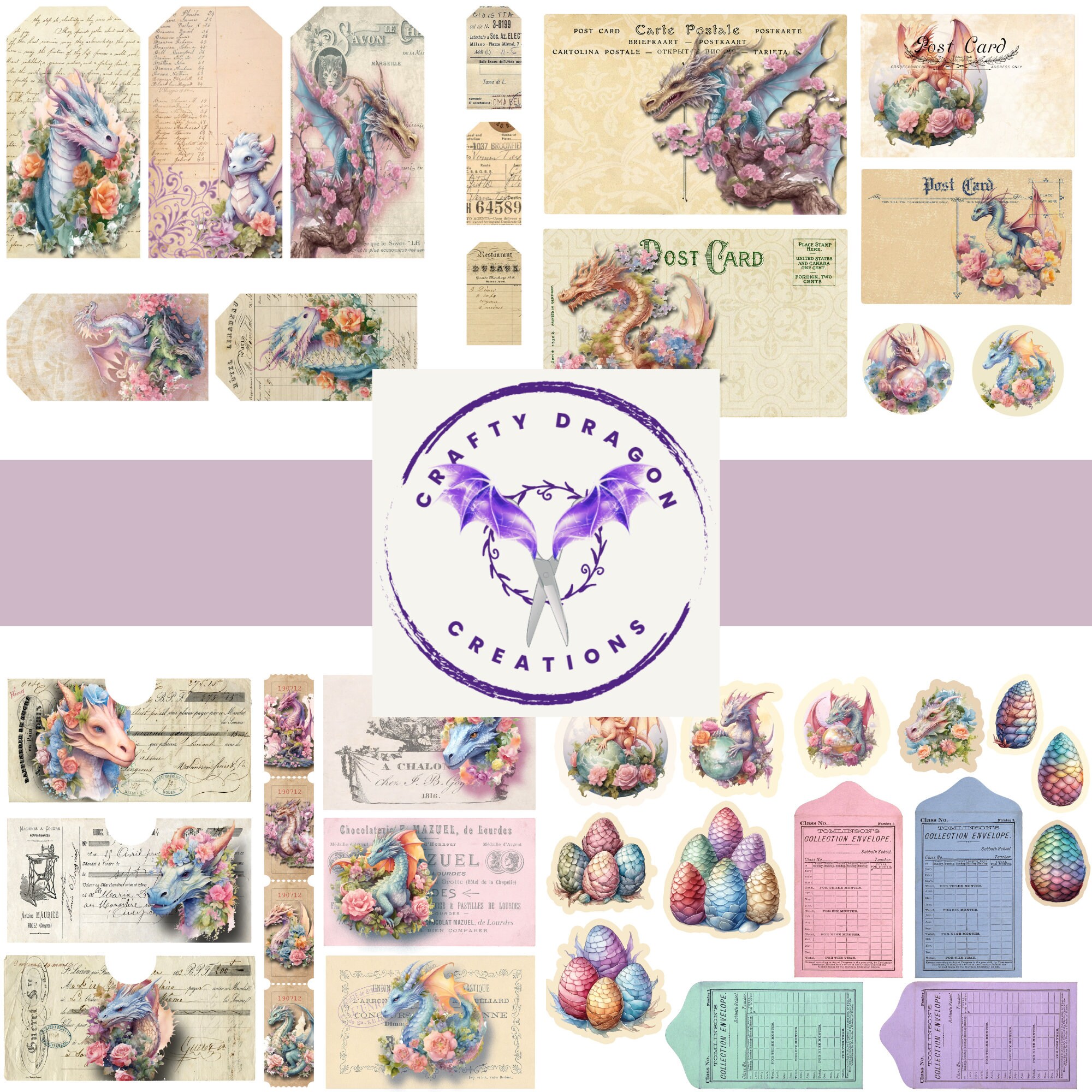 Documents and Dragons, Printable, Digital Kit, Paper Crafting - Etsy