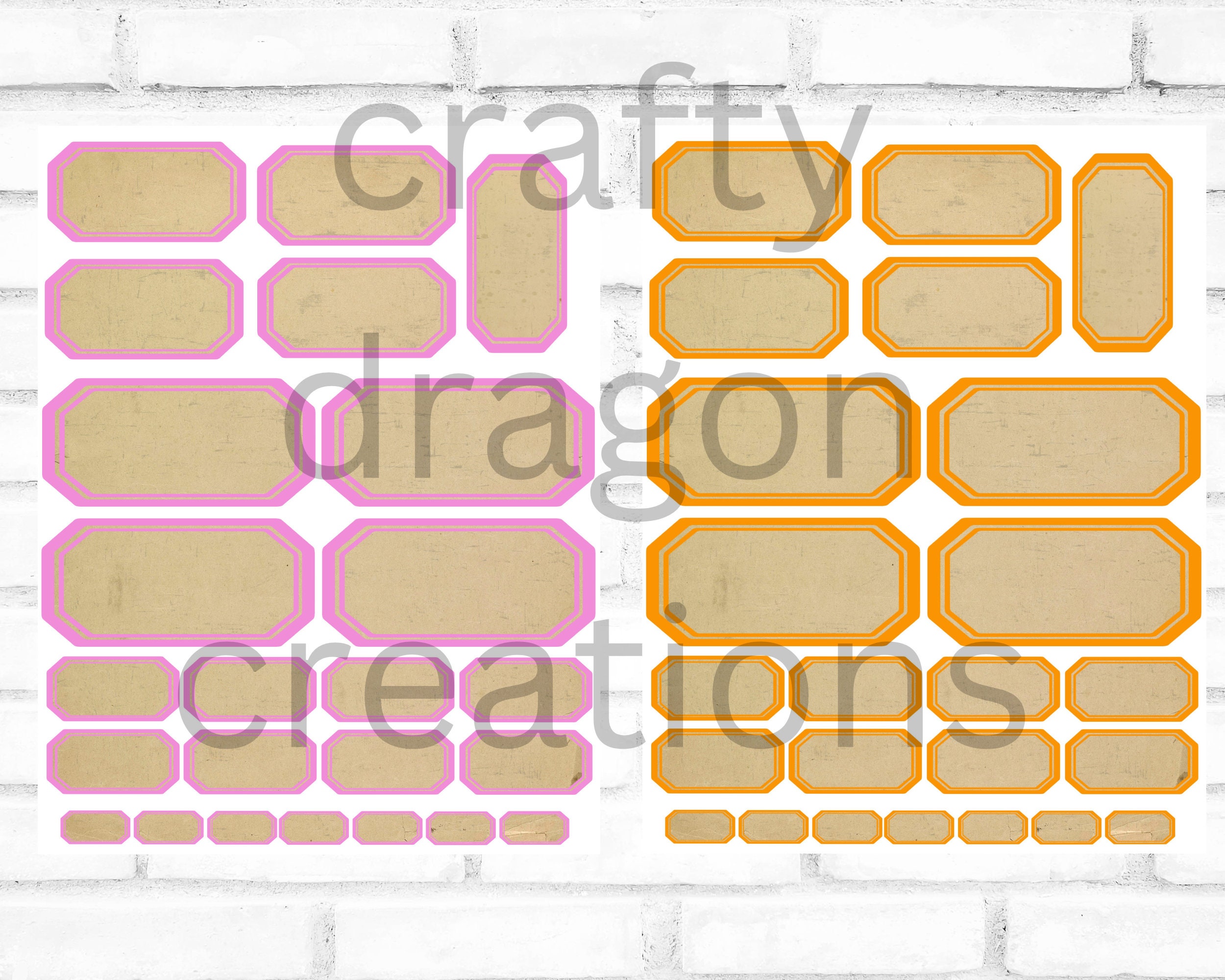 Blank Colored Labels With Vintage Background - Etsy