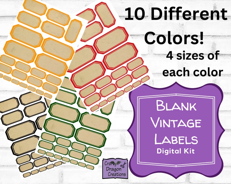 Blank Colored Labels With Vintage Background - Etsy