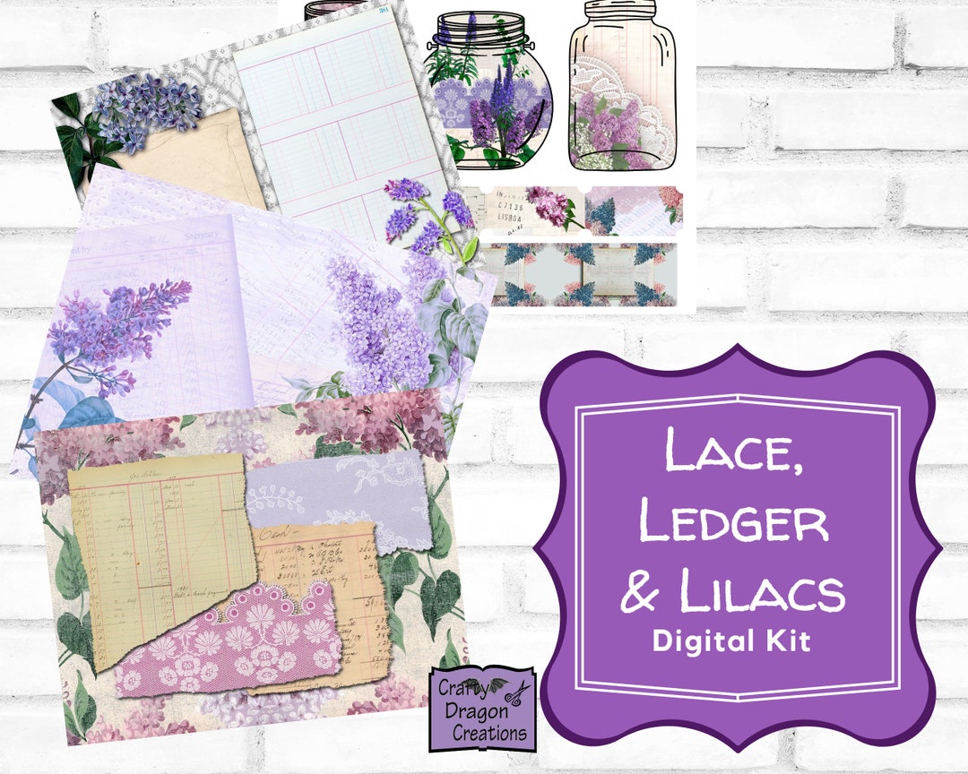 Lace, Ledger, & Lilacs Junk Journal Kit, Printable Digital - Etsy