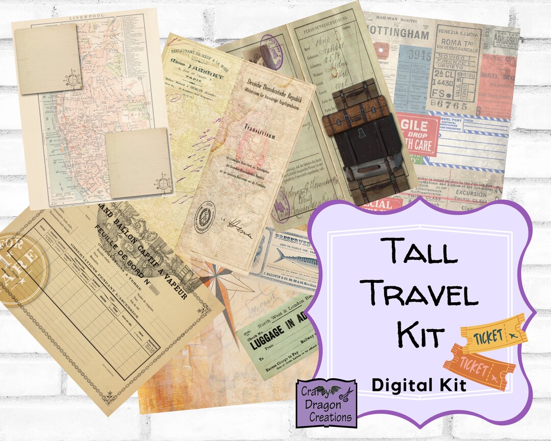 Tall Travel Junk Journal Kit, Printable Digital - Etsy