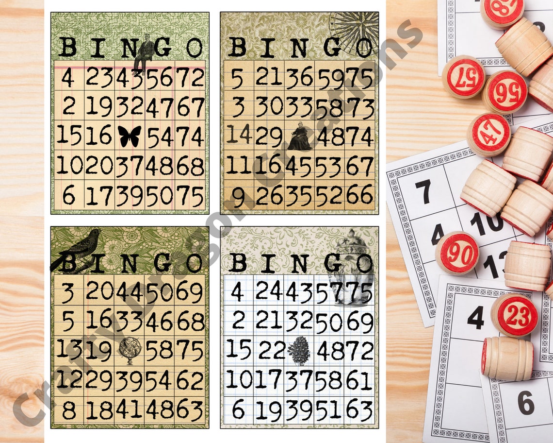 Vintage Style Bingo Cards, Printable Digital - Etsy