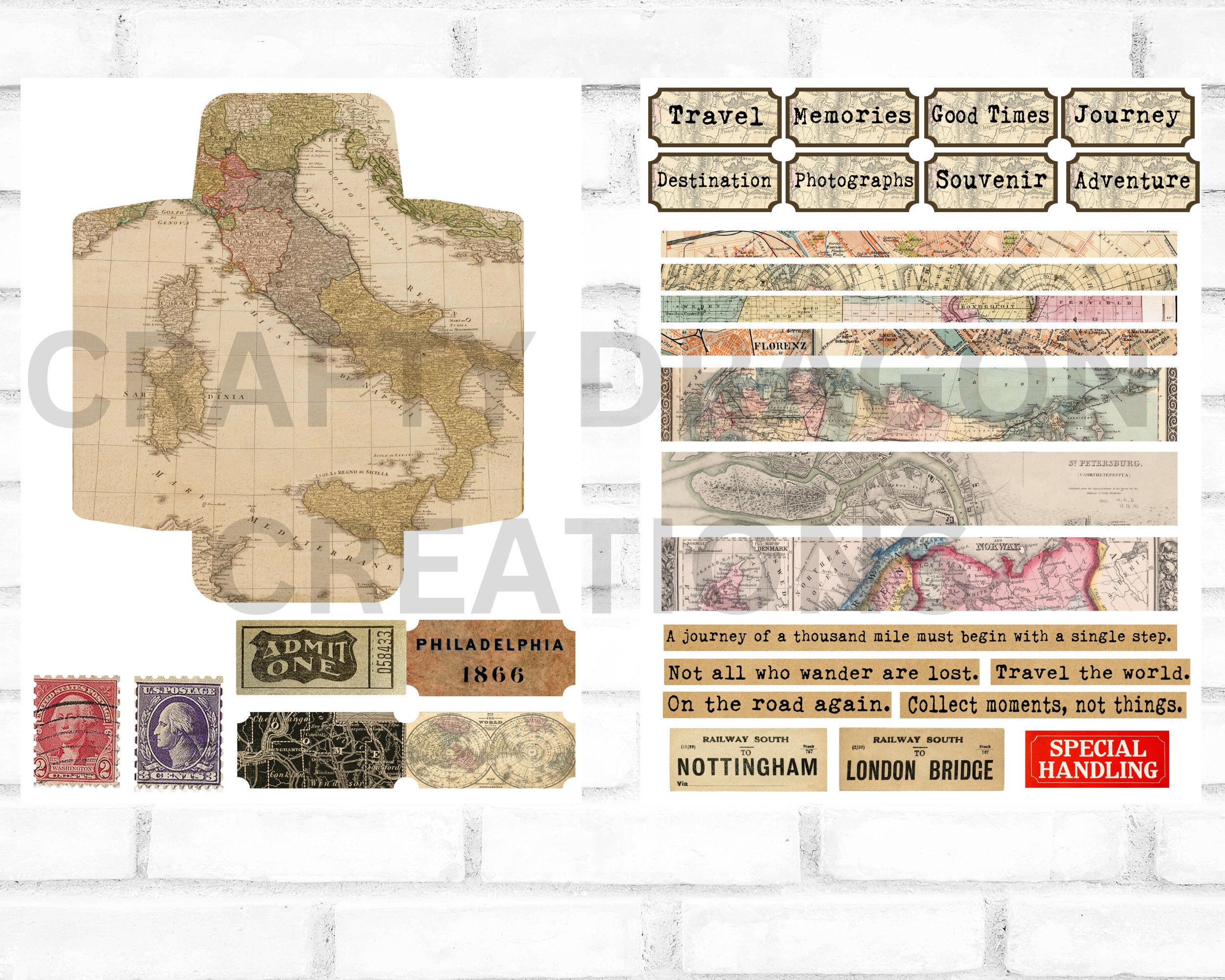 Tall Travel Junk Journal Kit Printable Digital - Etsy