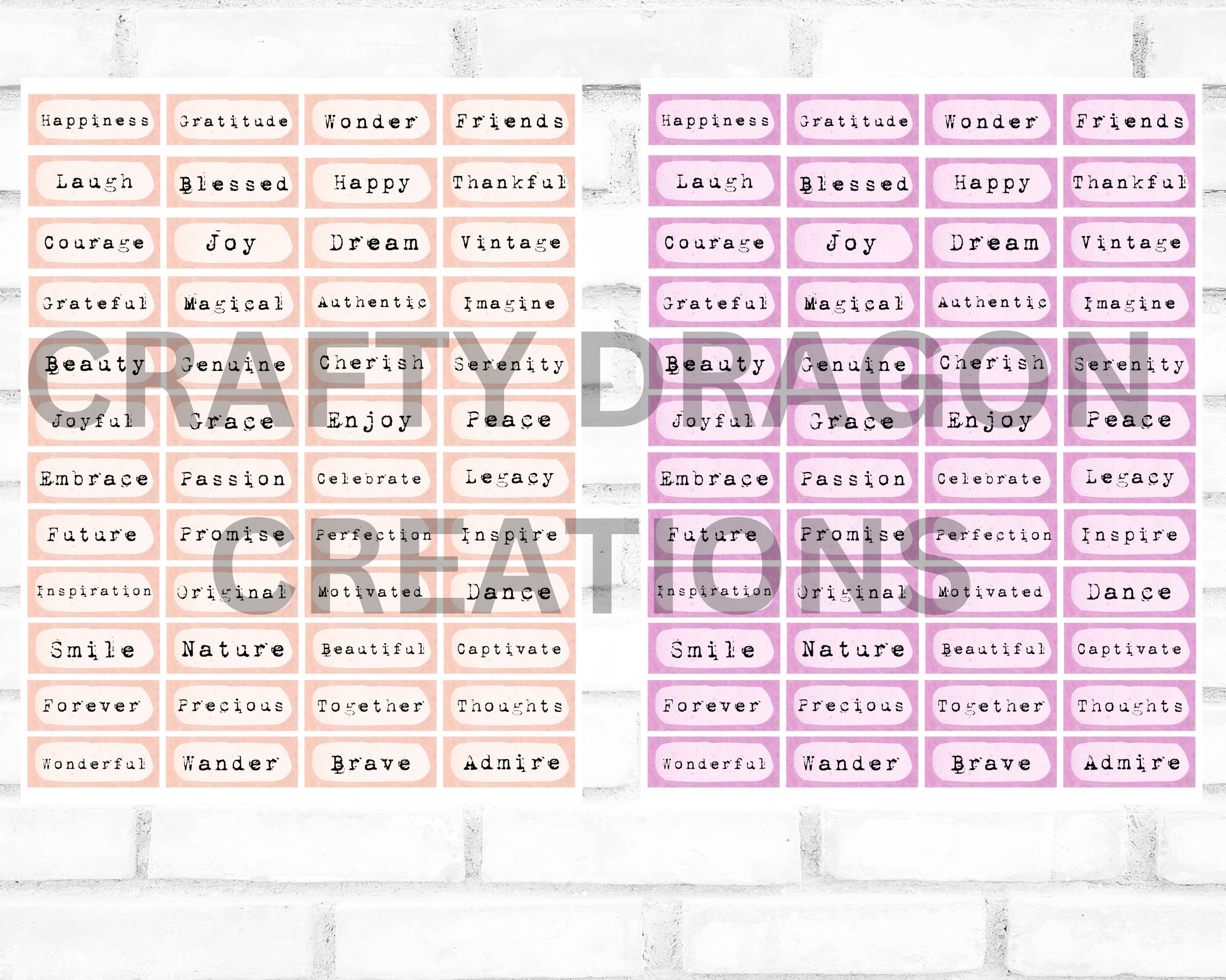 Word Labels, Digital Kit, Printable - Etsy