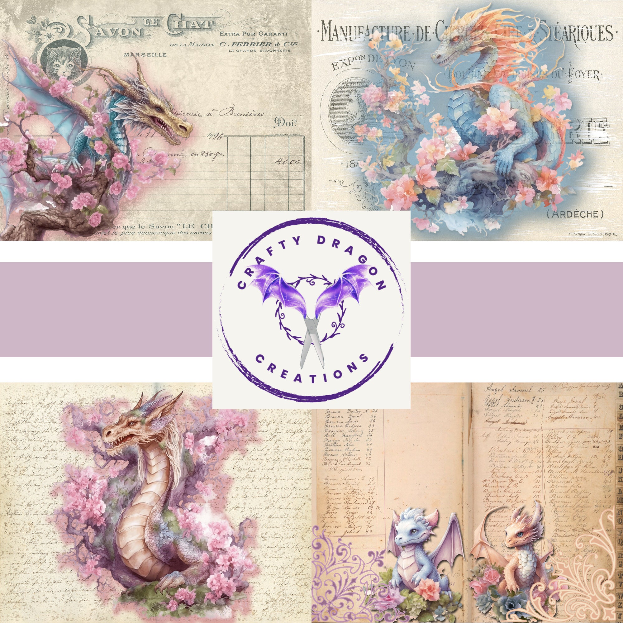 Documents and Dragons, Printable, Digital Kit, Paper Crafting - Etsy