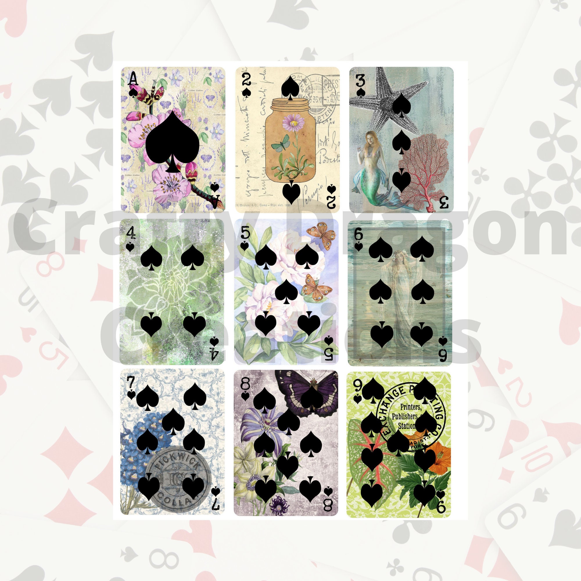 Digital Altered Playing Cards, Printable Digital - Etsy