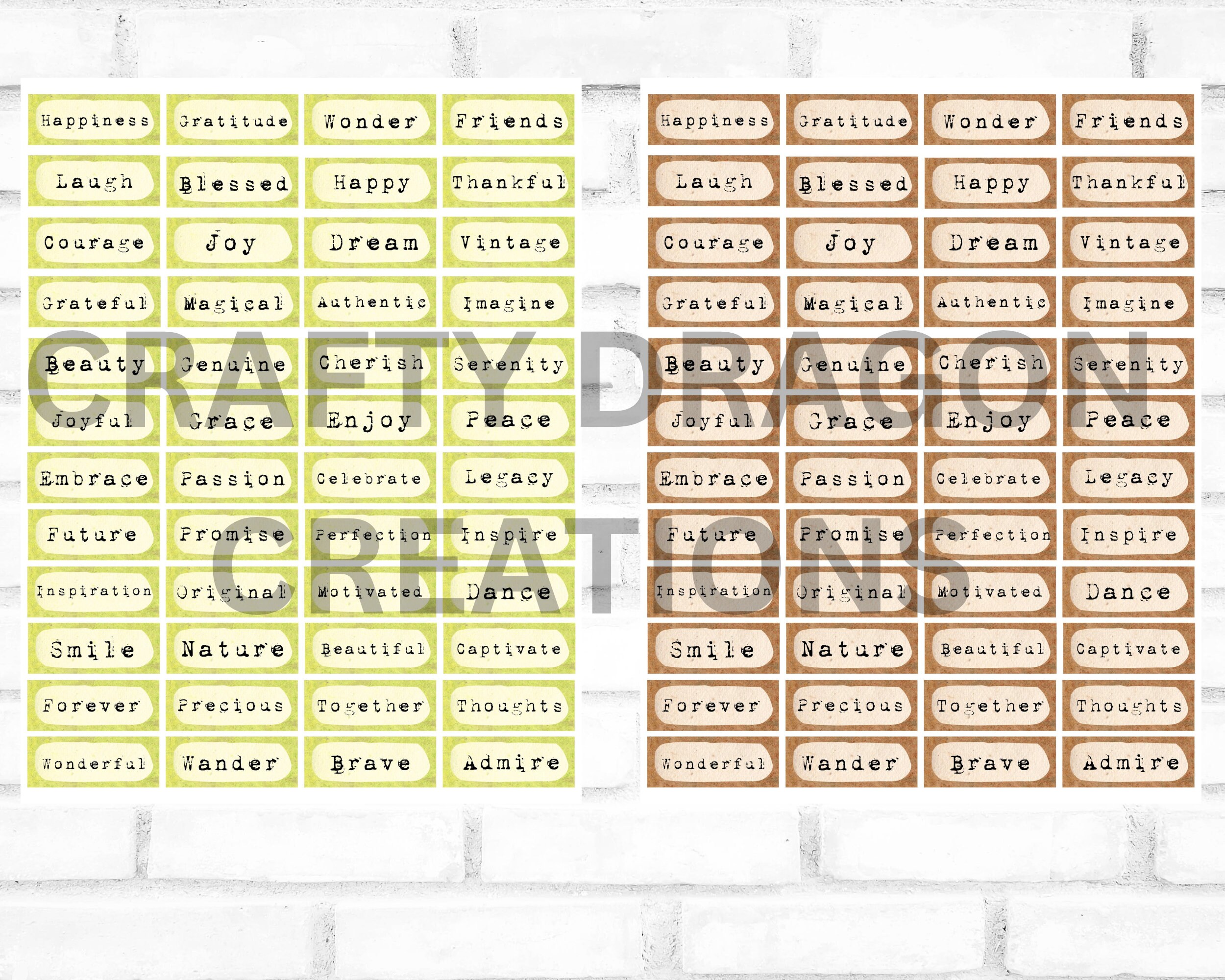 Word Labels, Digital Kit, Printable - Etsy