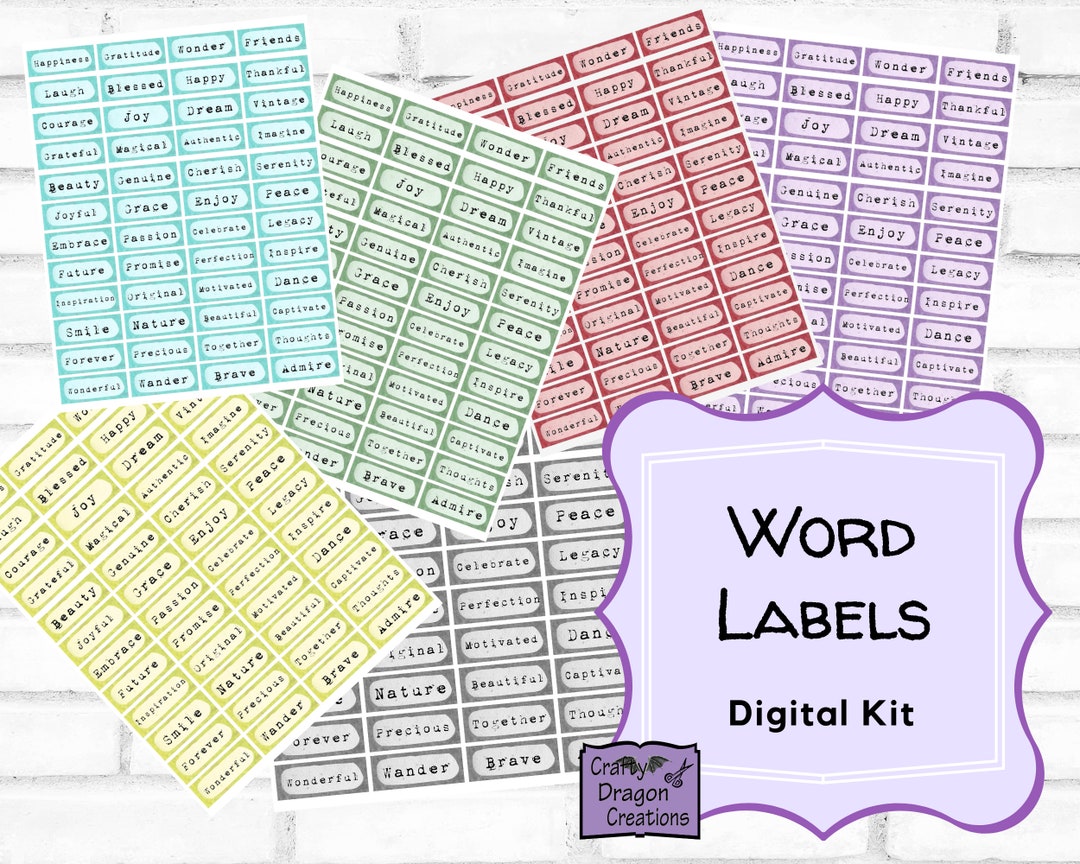 Word Labels, Digital Kit, Printable - Etsy