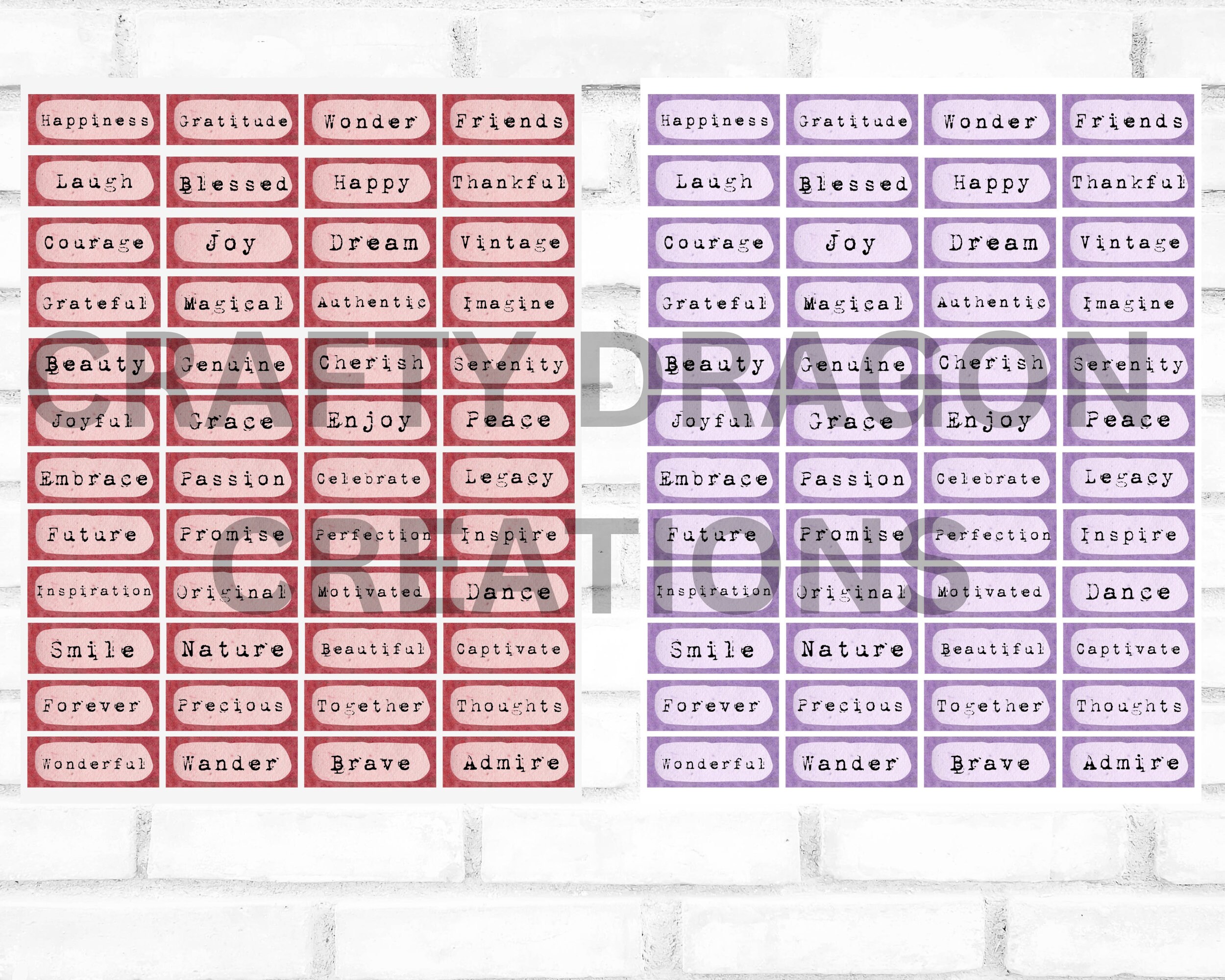 Word Labels, Digital Kit, Printable - Etsy