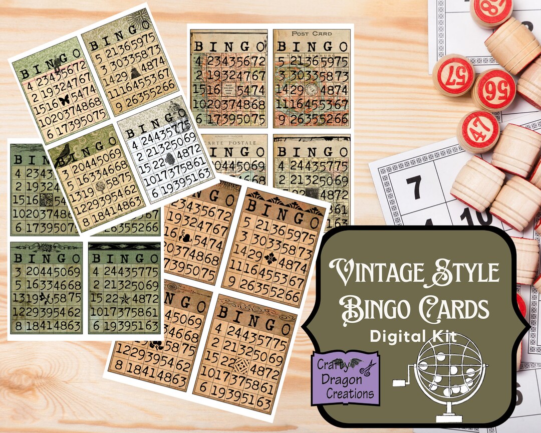 Vintage Style Bingo Cards, Printable Digital - Etsy