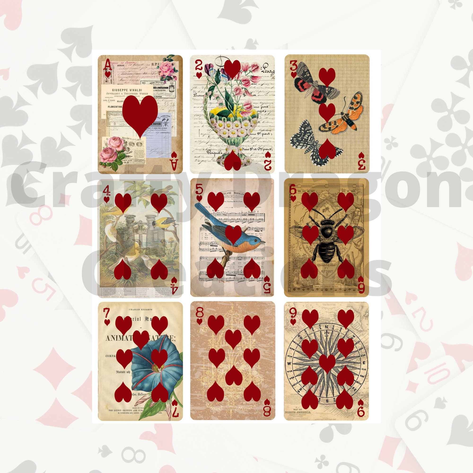 Digital Altered Playing Cards, Printable Digital - Etsy