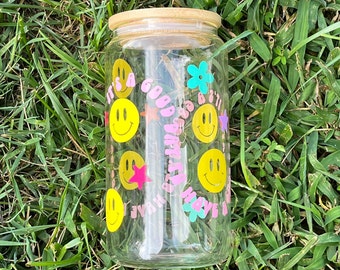 Preppy Glass Cup - Etsy