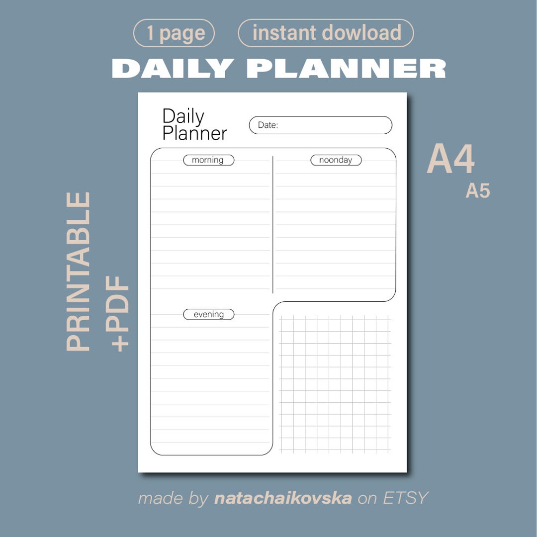 Printable Daily Planner Productivity Planner Minimalist - Etsy