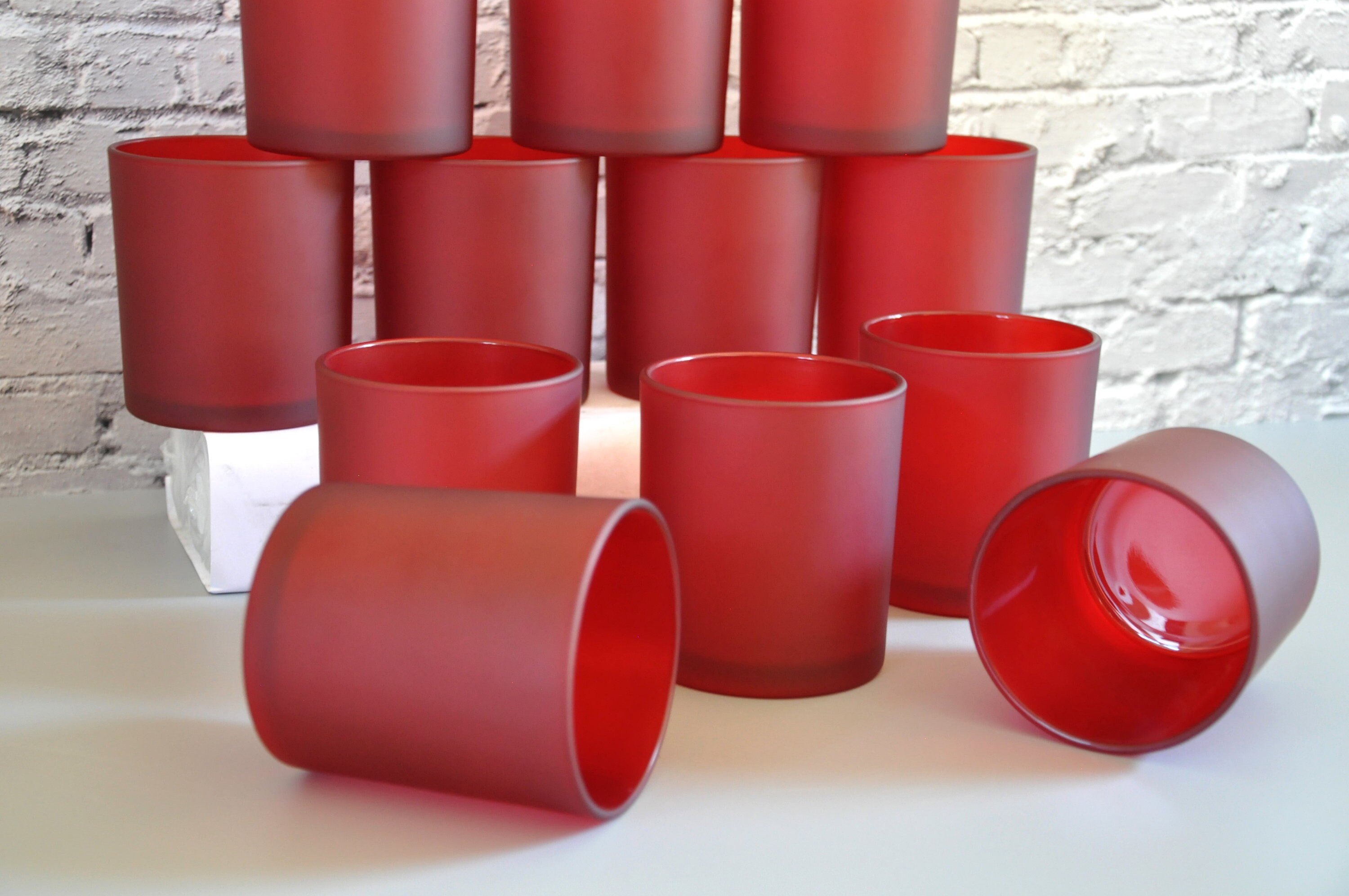 10oz Empty Red Frosted Candle Glass With Bamboo Lid and Gift - Etsy