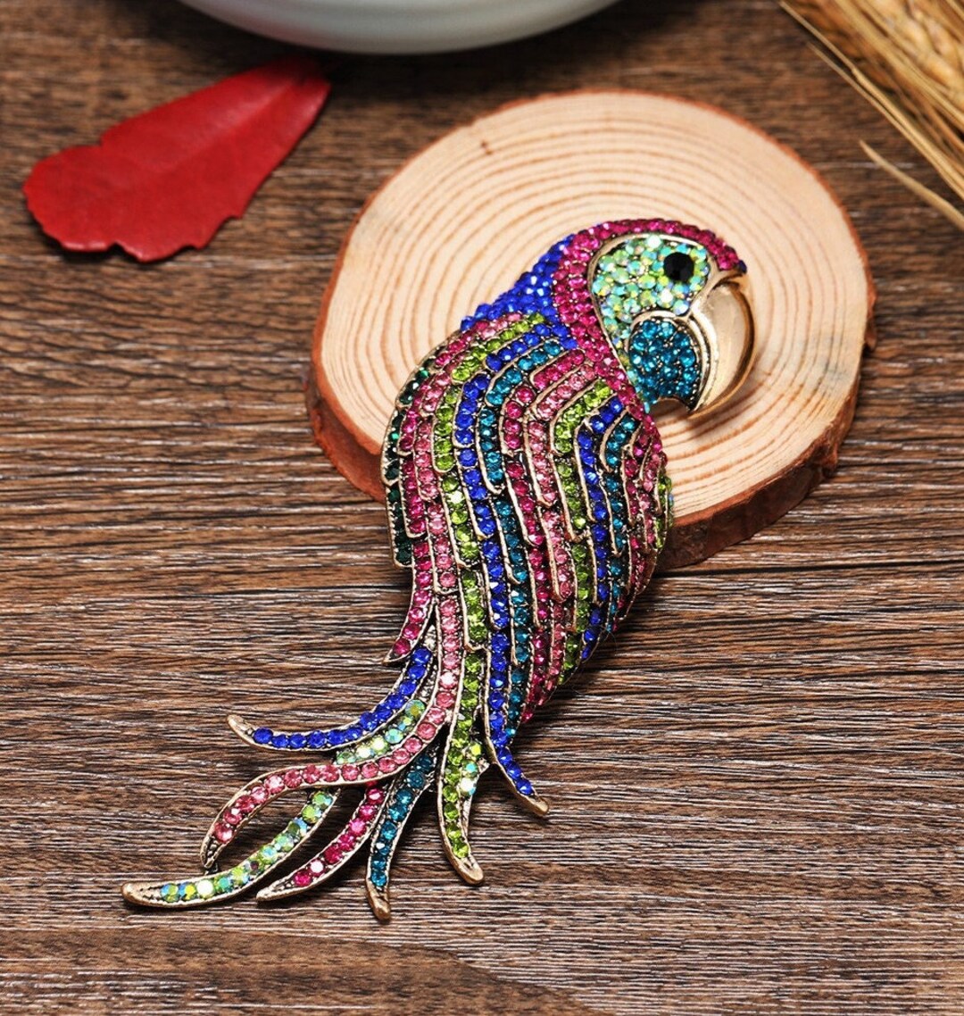 Parrot Brooch Candy Jewel Rainbow Parrot Colorful Parrot Rhinestone ...