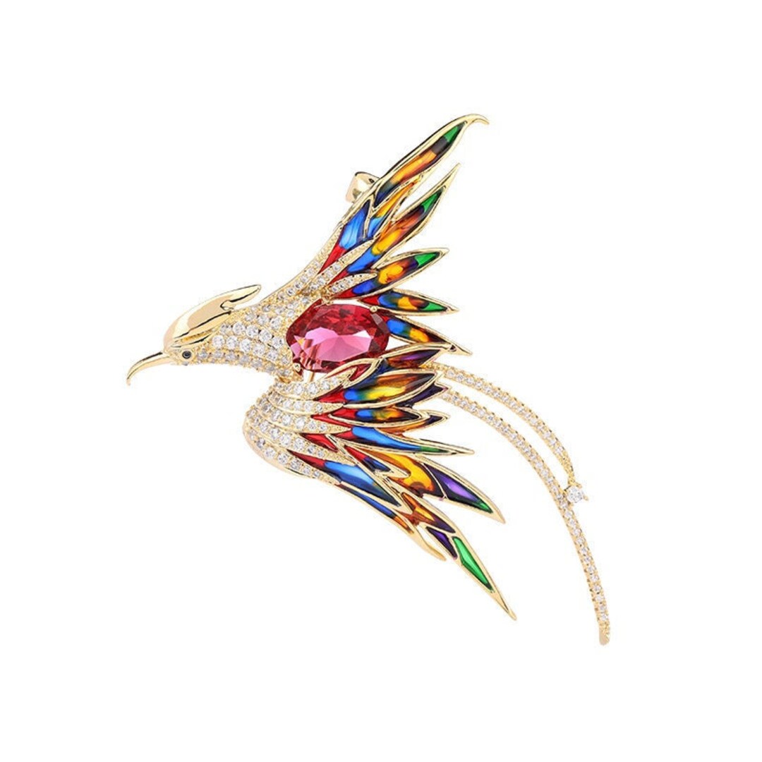 Phoenix Brooch Rainbow Phoenix Bird Brooch AAAAA Cubic - Etsy