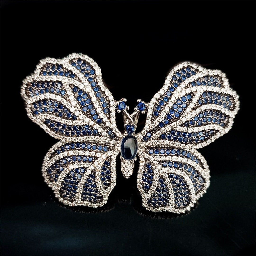 Blue Butterfly Brooch Blue Sapphires Butterfly Diamond Brooch AAAAA ...