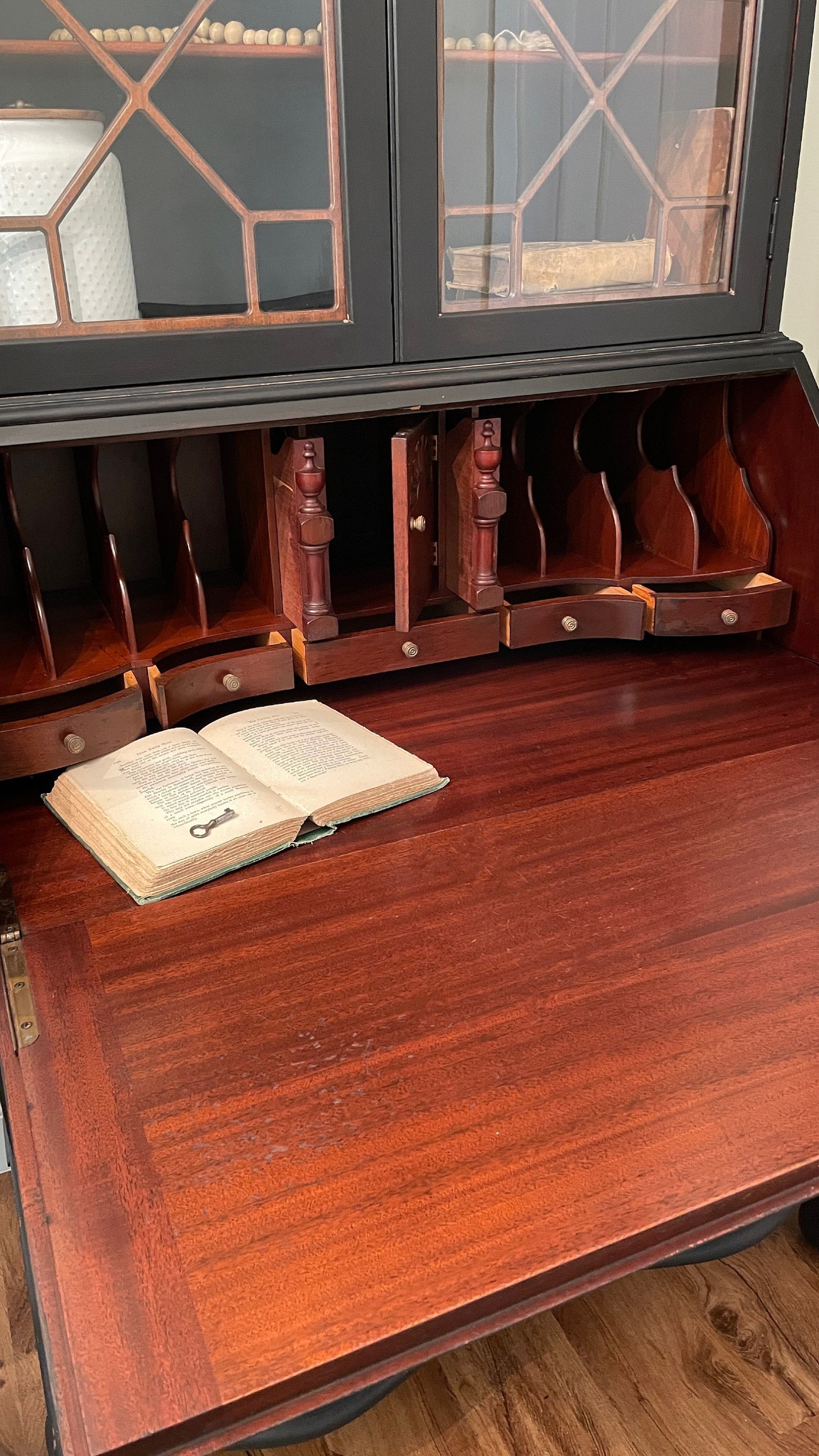 SOLD OUT Black Secretary Desk With Key. Distressed China - Etsy