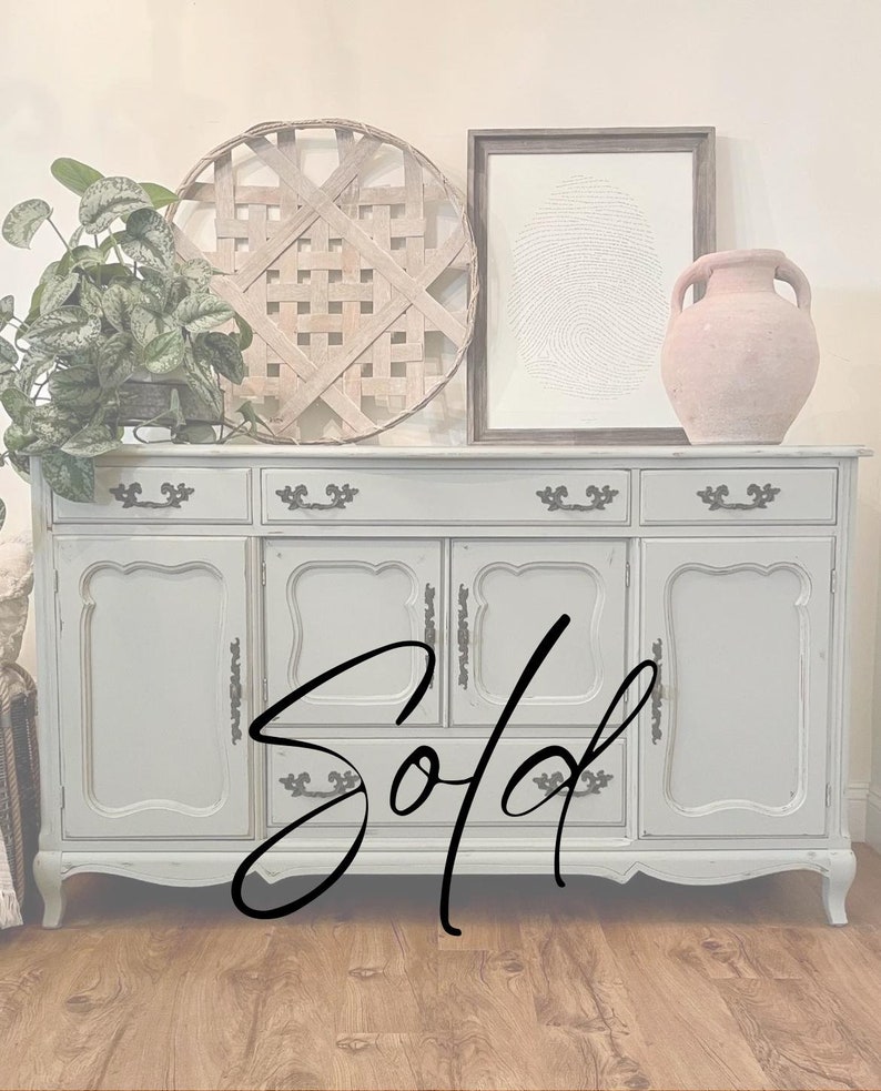 SOLD OUT | Vintage French Provincial Buffet Sideboard. Green Distressed ...