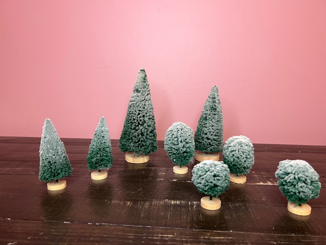 Dept 56- Village Flocked Trees 5115-2 - Set of 8, Department 56 RETIRED ...