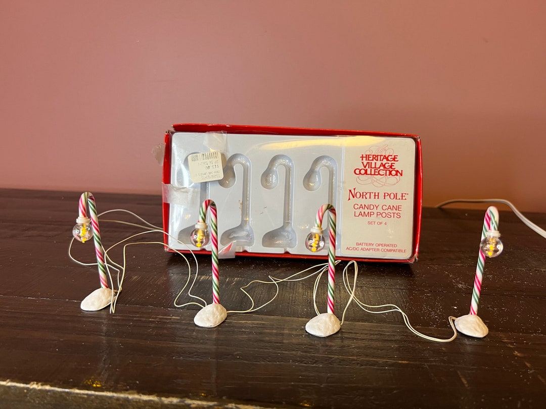 Dept 56: North Pole Candy Cane Lamp Post; Set of 4 - Heritage Village ...