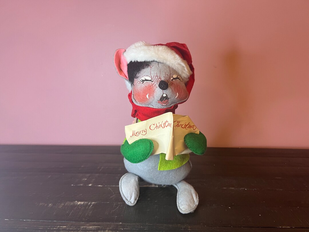 1965 Annalee Doll - 12 Inch Caroling Holiday Mouse With Santa House ...