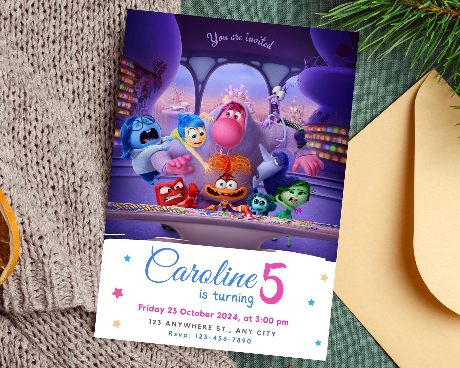 Editable Inside Out 2 Invitation Inside Out 2 Birthday Invitation ...