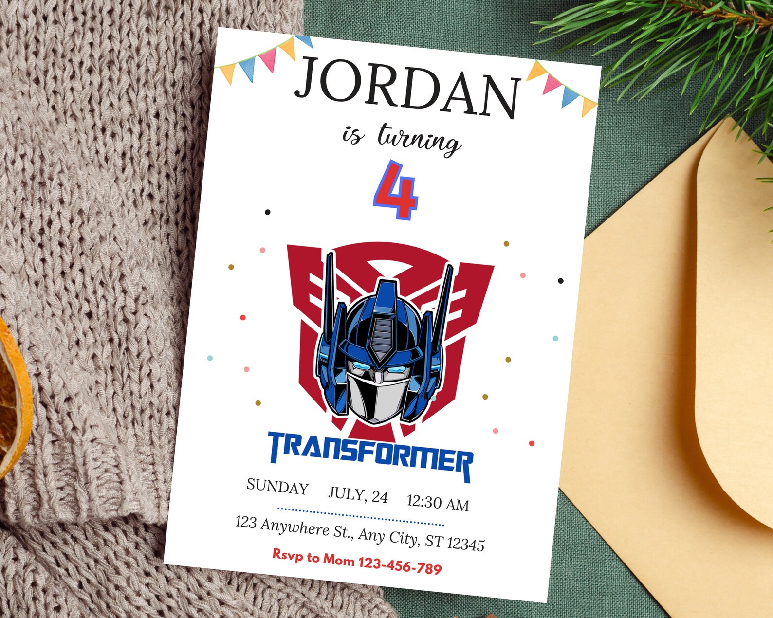 Optimus Prime Theme Transformers Party Invitation Transformers Party ...