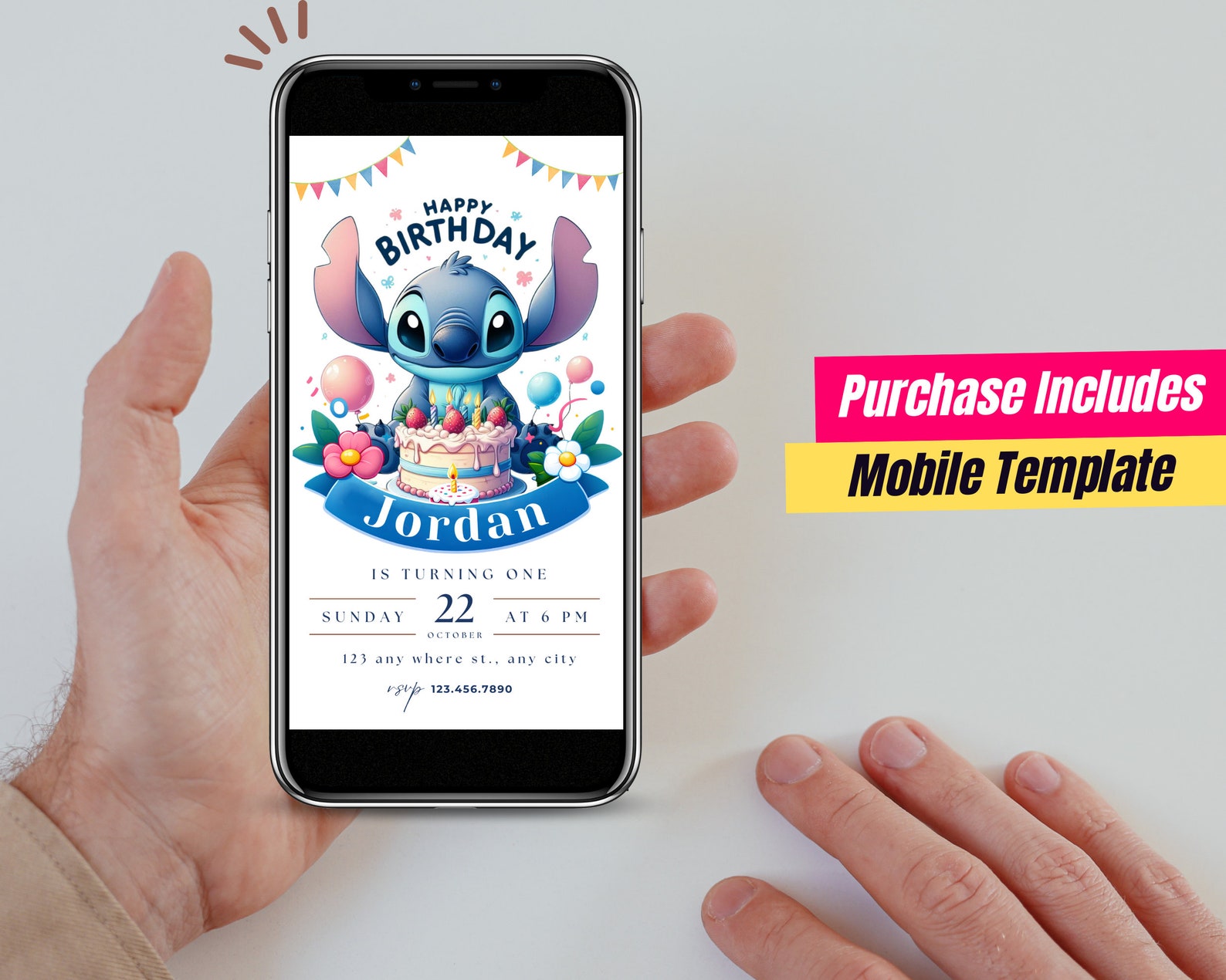 Editable Stitch Birthday Invitation Template Stitch Birthday Invite ...