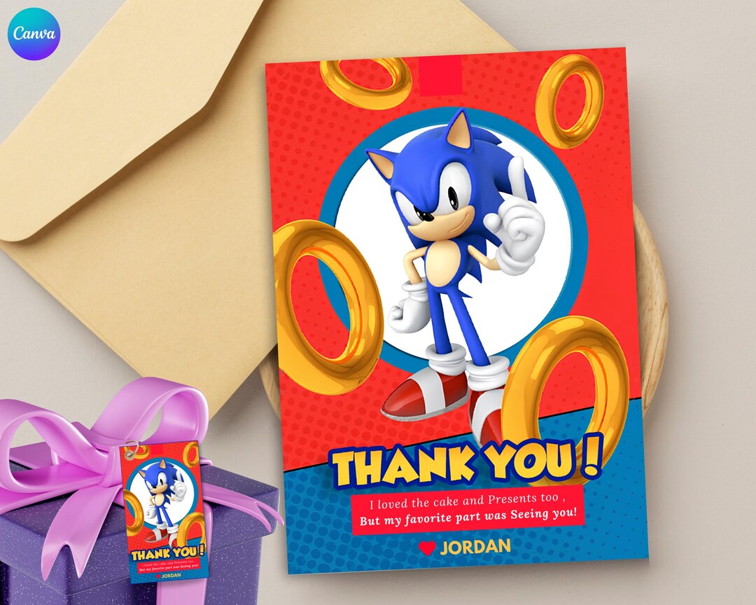 Super Sonic Thank You Card Instant Download Sonic the HEDGEHOG Thank ...