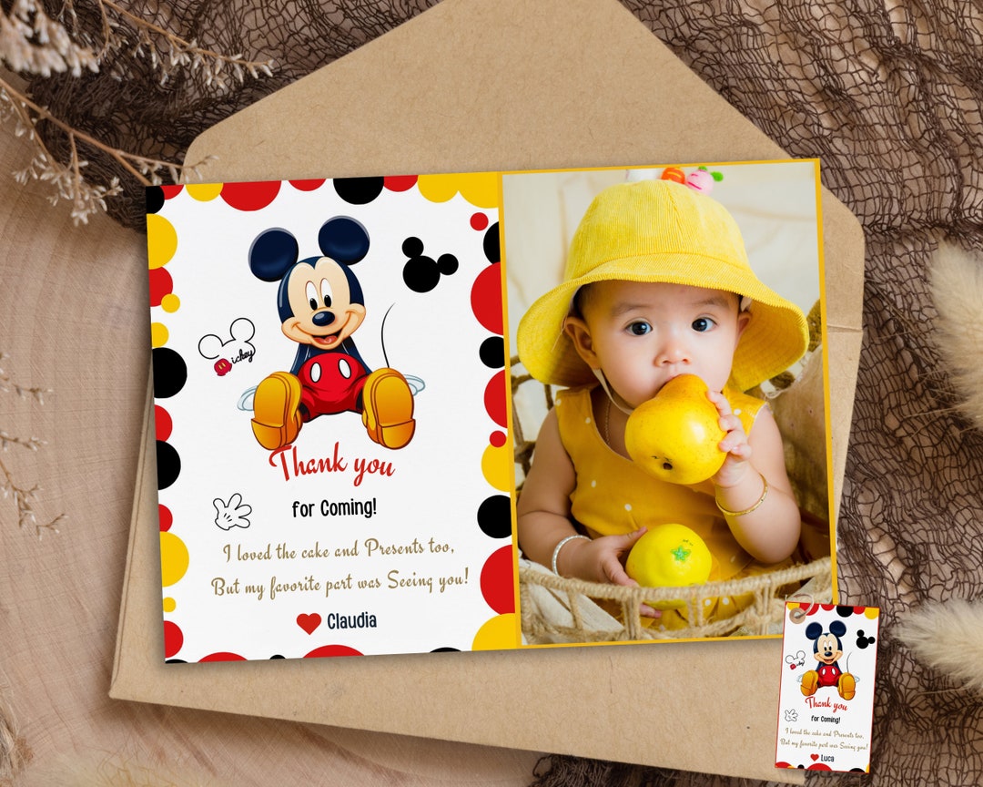 Mickey Mouse Thank You Photo Card Mickey Mouse Appreciation Image ...
