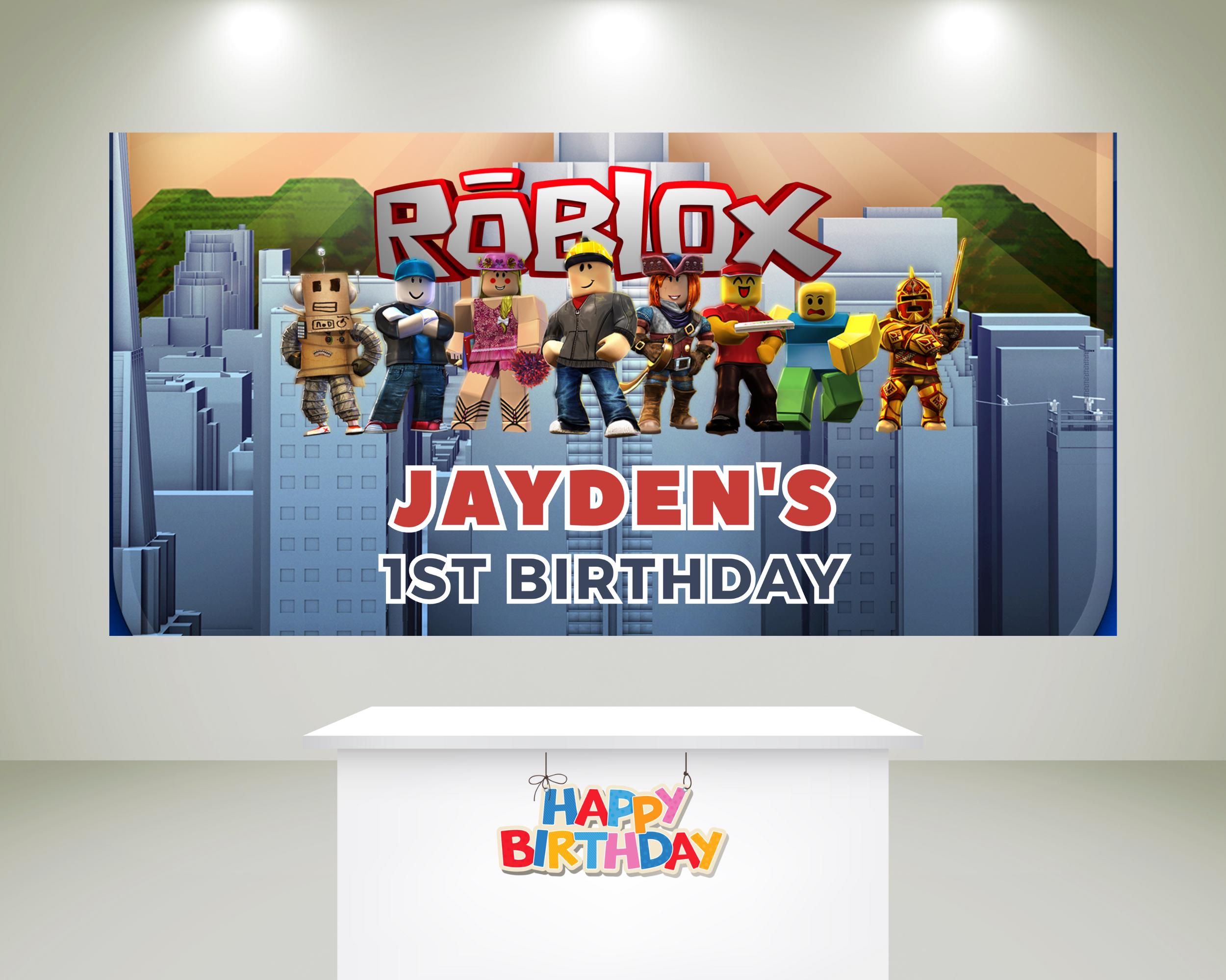 Roblox Banner Roblox Kids Birthday Personalised Banner Personalised ...
