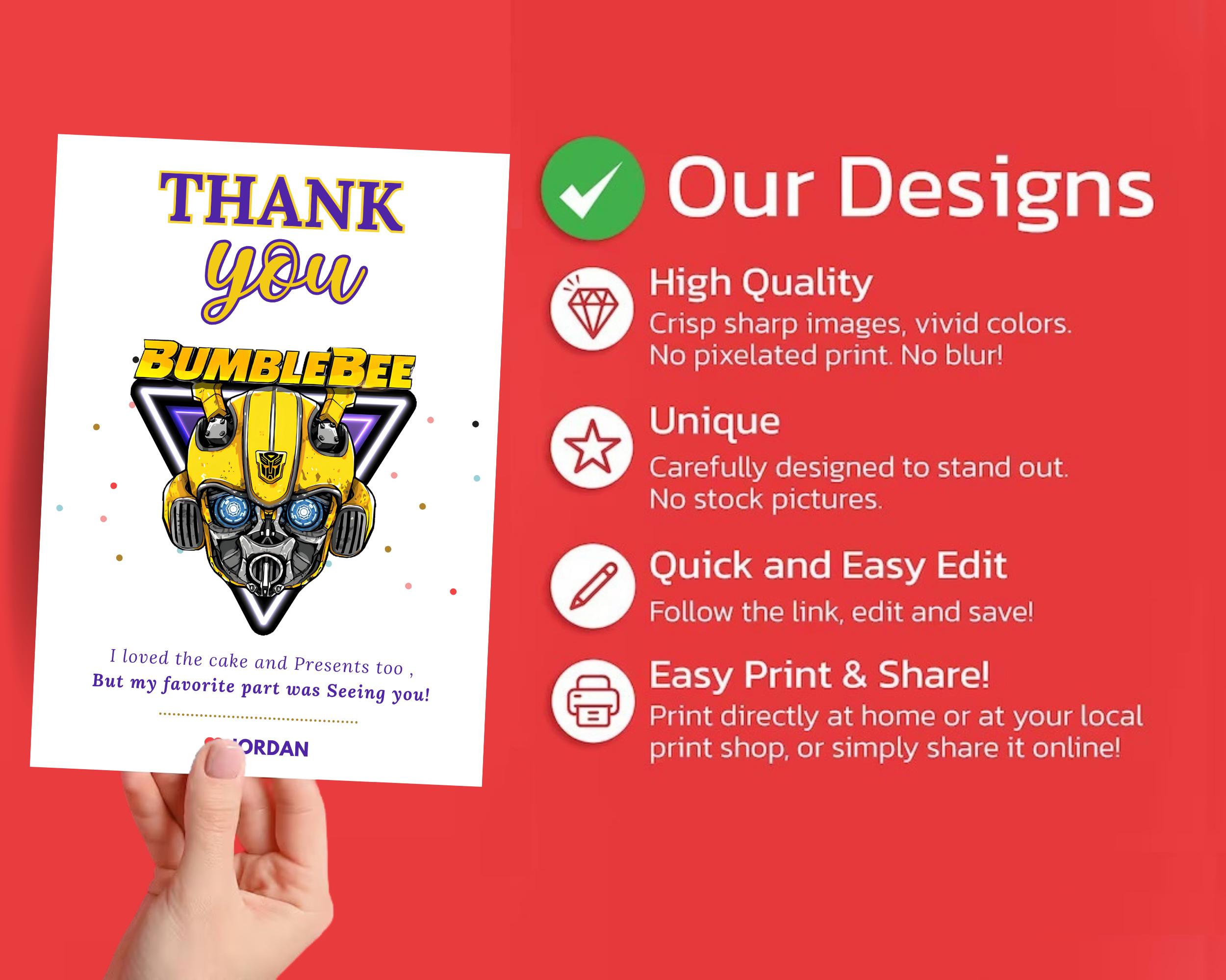 Transformers Bumblebee Thank You Card Bumble Bee Transformers Thank You ...