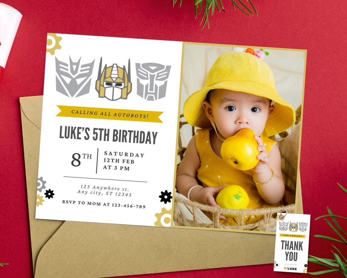 Transformers Birthday Invitation Transformers Invite With Photo Fun ...