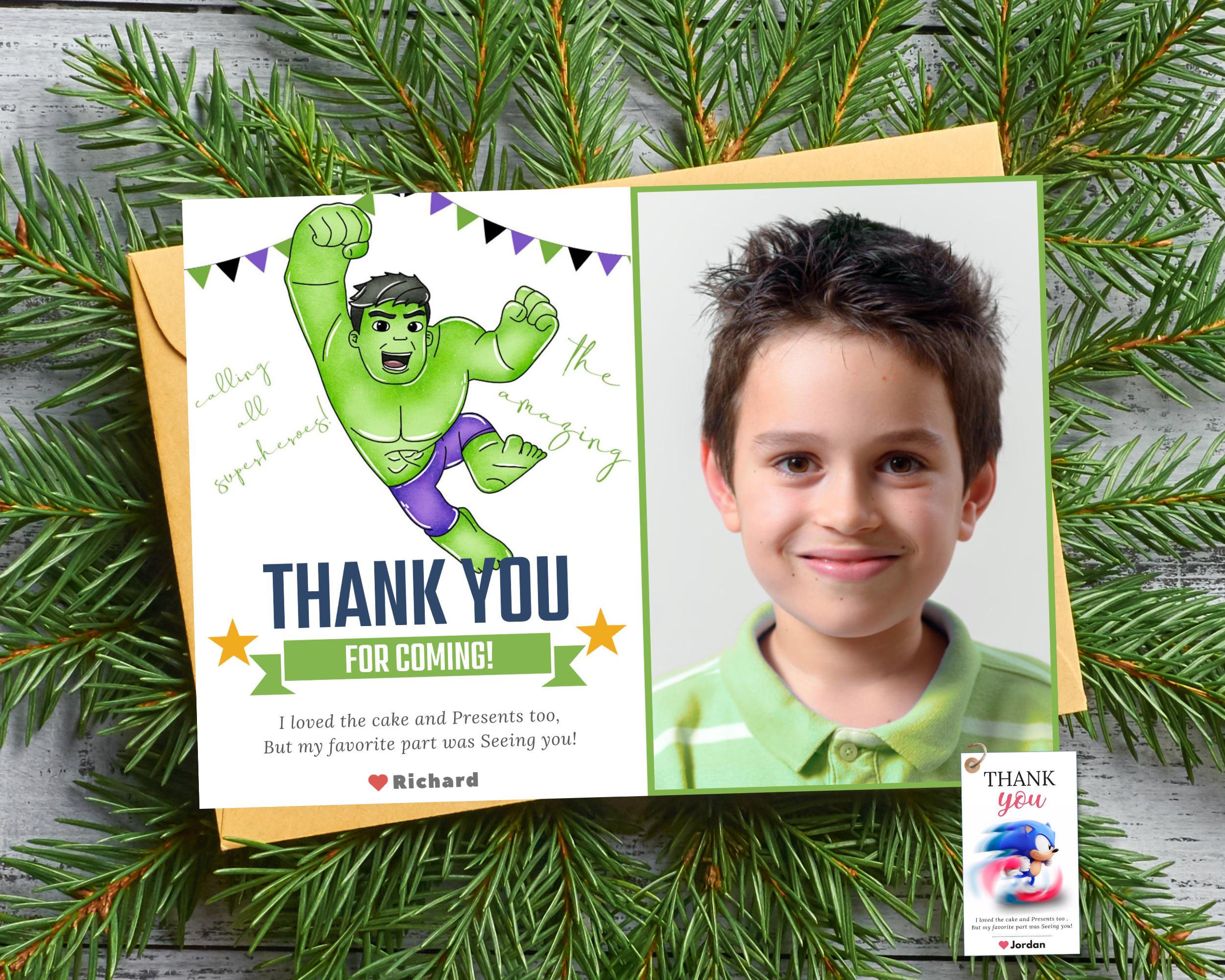 The Incredible Hulk Thank You Cards Superhero Gratitude Notes for Kids ...