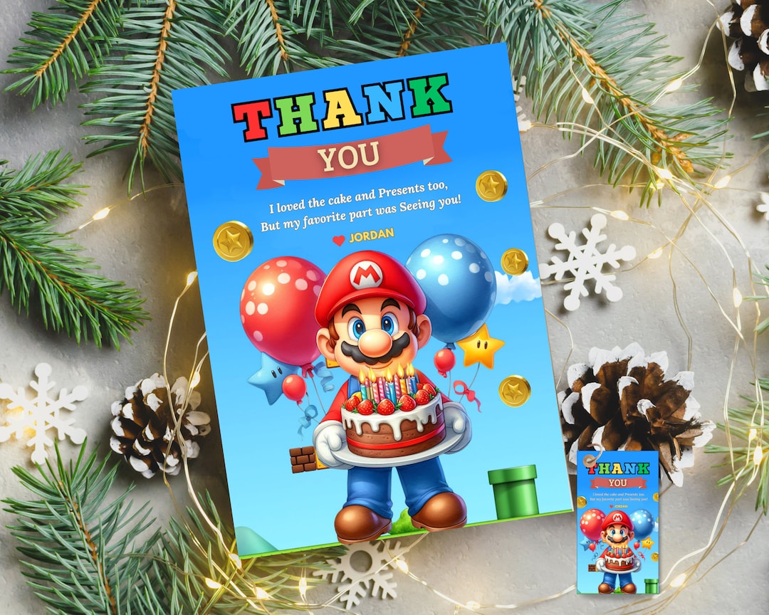 Editable Super Mario Thank You Card Super Mario Thank You for Coming to ...