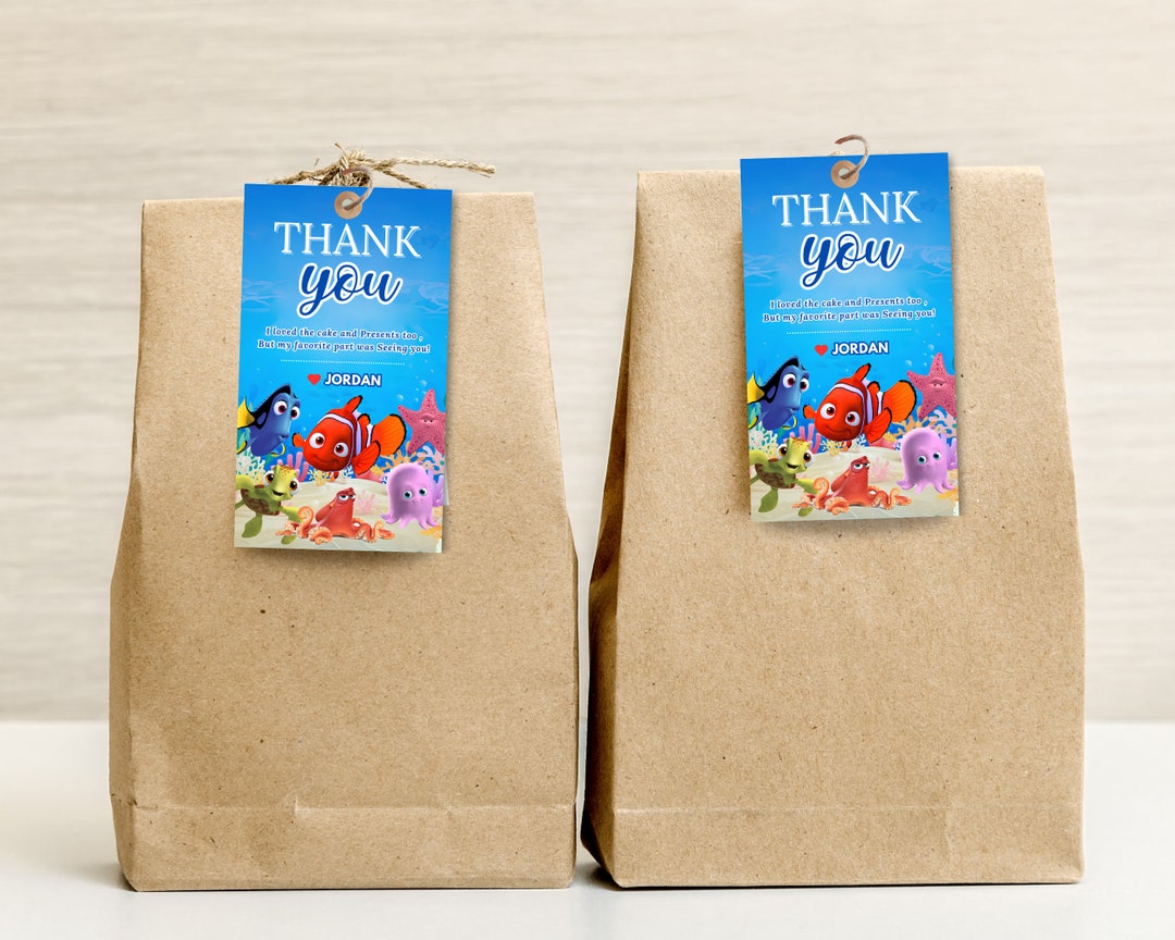 Finding Nemo Thank You Gift Tag, Sea Turtle Party Favors, Finding Nemo ...